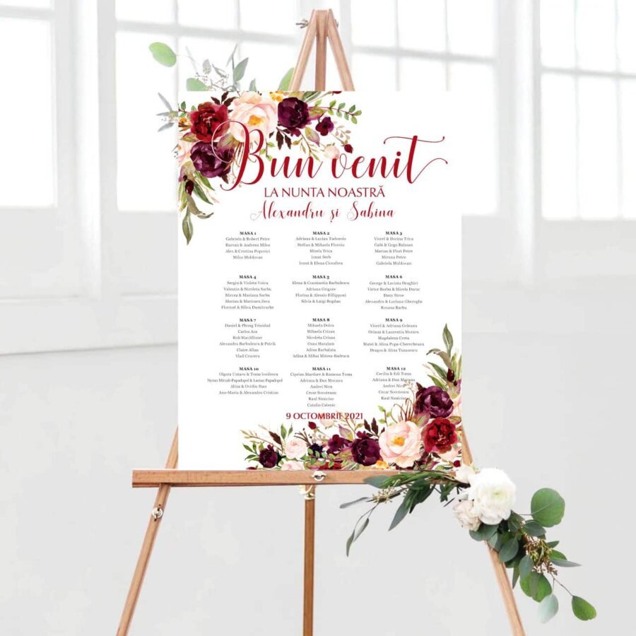 Semn pentru Nunta – Personalizat simplu sau cu lista invitatilor ...
