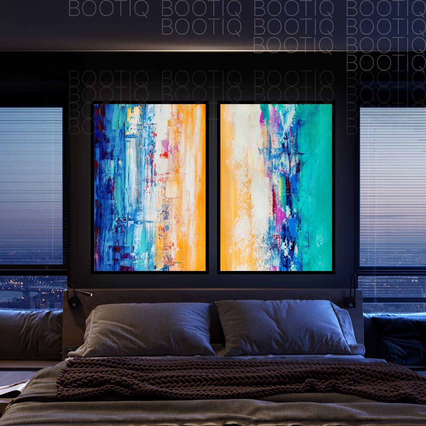 Set 2 Tablouri - Abstract Brush Two - Bootiq - The Magic Sky - Harta ...