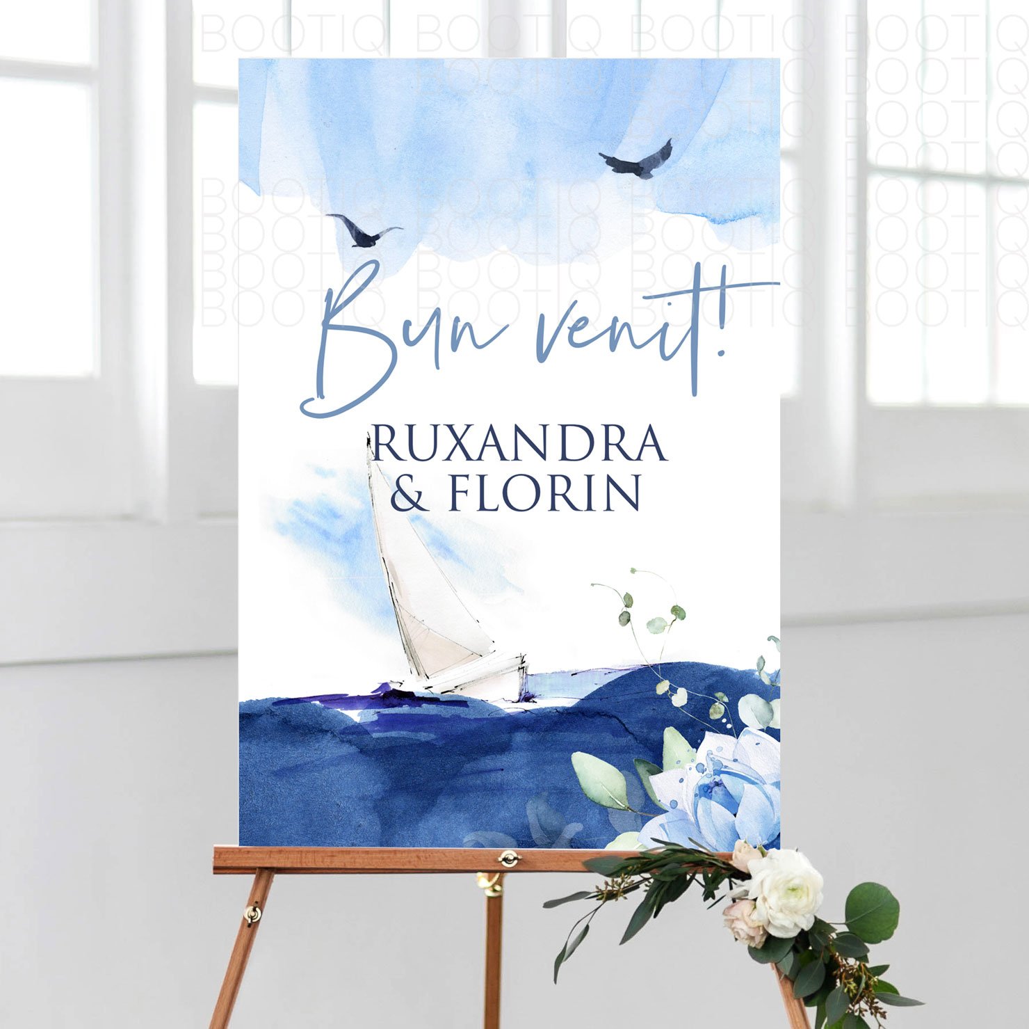 Semn pentru Nunta Blue by The Sea – Personalizat simplu sau cu lista ...